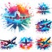 Watercolor Airplane Clipart Bundle: PNG JPG, Commercial Use - Etsy