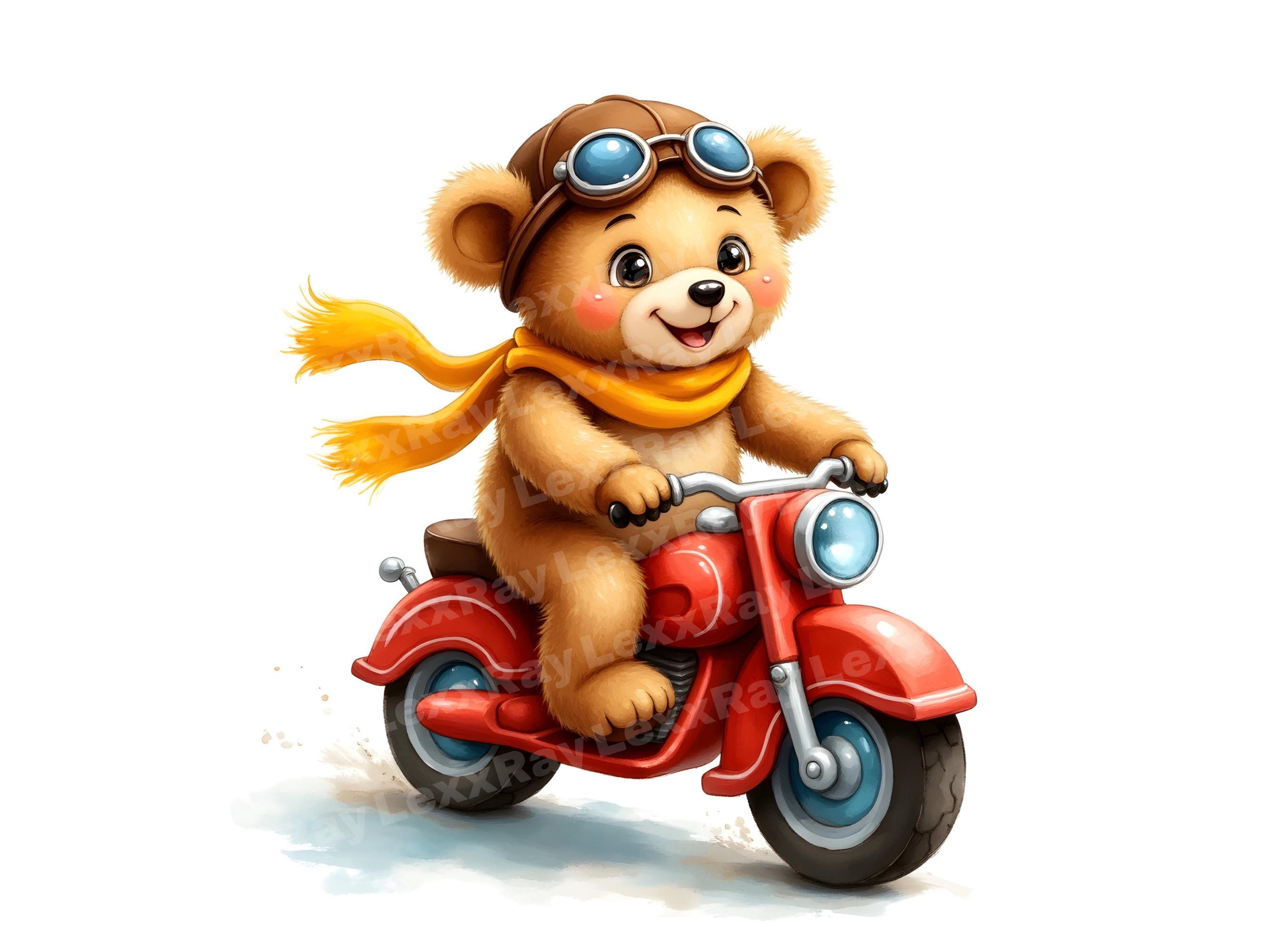 Teddy Bear Motorcycle Clipart Bundle, Scrapbooking, Junk Journals (JPG ...