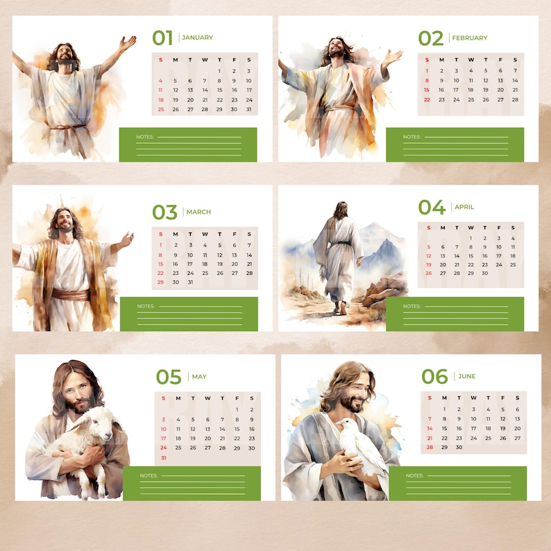 Jesus Calendar 2026 | Inspirational Religious Wall Art | Instant ...