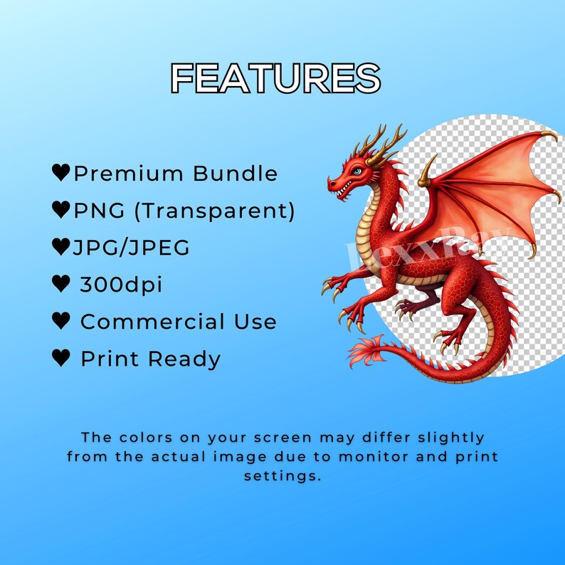 Watercolor Dragon Clipart Bundle, Fantasy Art PNG JPG JPEG (digital ...