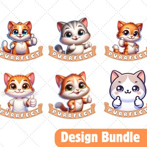 Cat Clip Art, Purffect Cute Clip Art, Adorable Cats PNG Bundle - Etsy