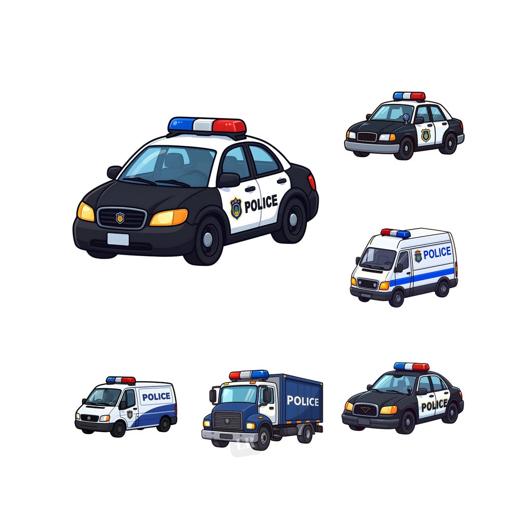 Police Car Clipart Bundle, Emergency Vehicle Graphics (digital Download ...