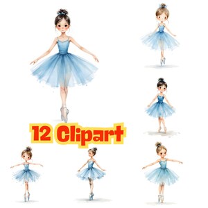 Watercolor Ballerina Clipart, Ballet Dancer in Blue Tutu (JPG) - Etsy