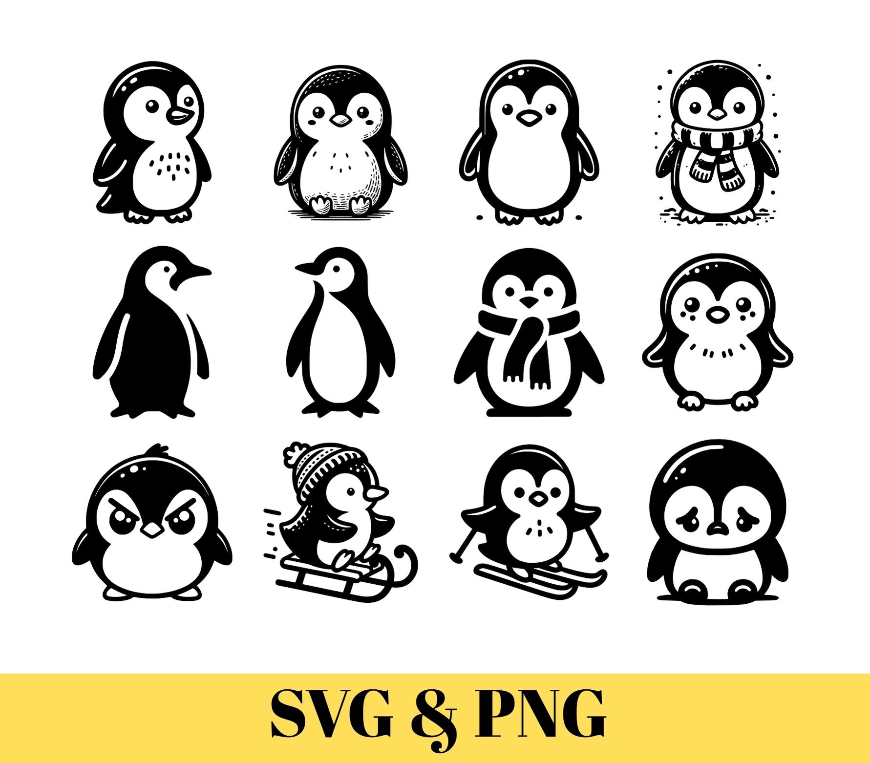 Penguin Clipart Bundle: SVG, PNG Cut Files (300dpi) - Etsy