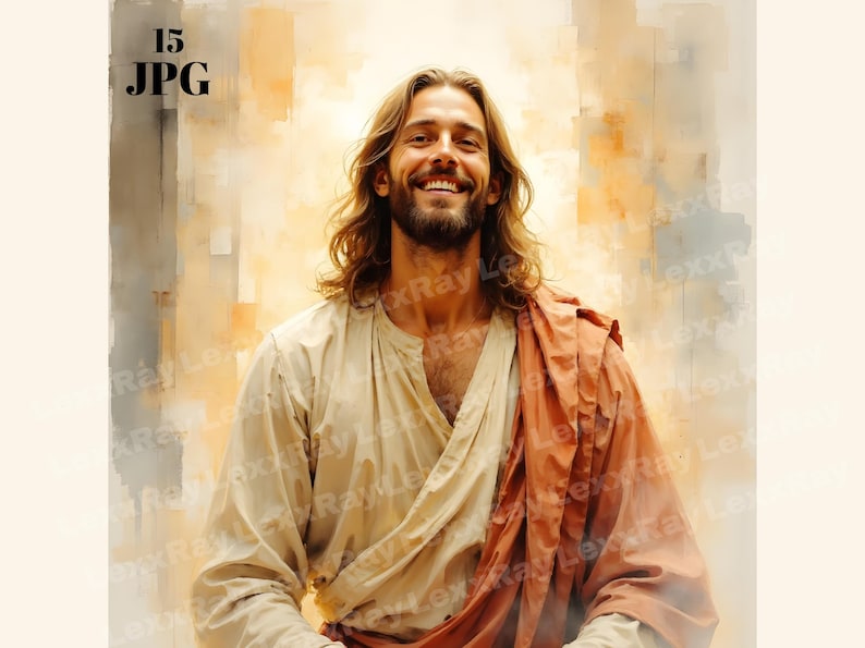 Watercolor Jesus Christ Clipart, Christian JPG Illustrations (digital ...