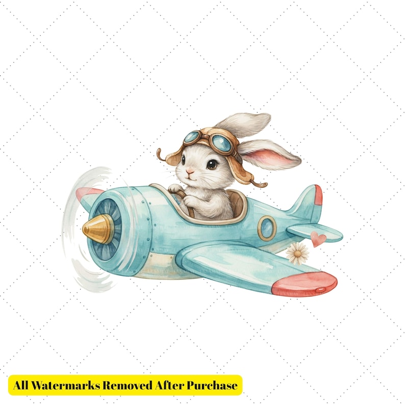 Safari Animals Airplane Clip Art PNG, Watercolor Nursery Animal Plane ...