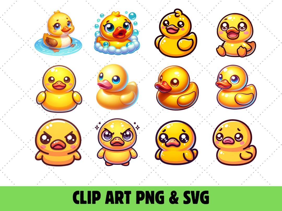 Rubber Duck Clip Art Cute Yellow Bath Toy PNG Digital Download for ...