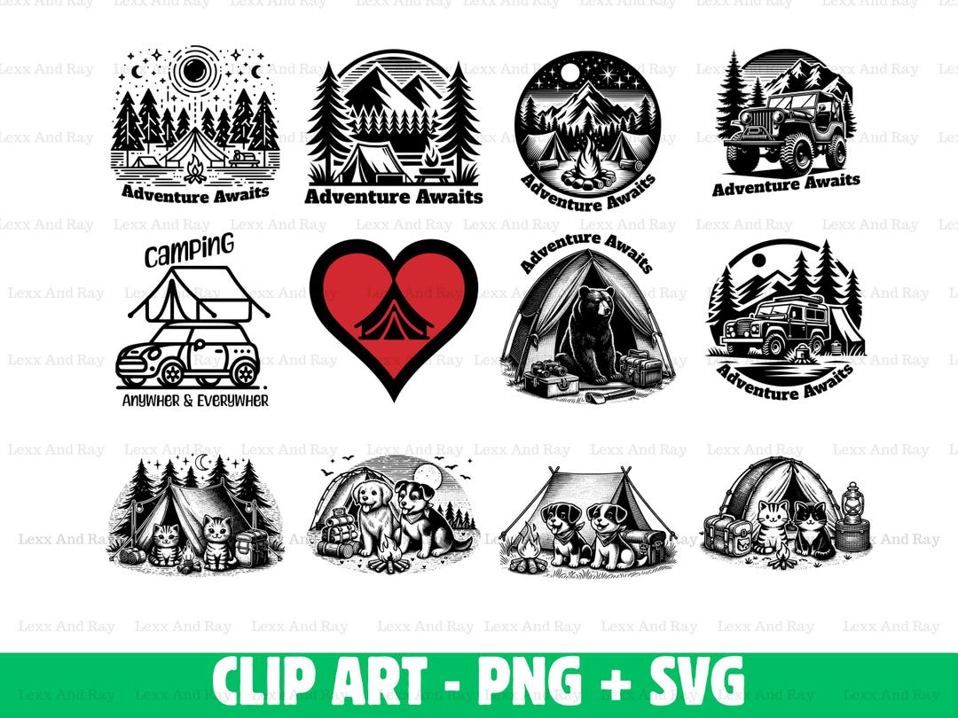 Camping Clip Art, SVG Bundle, PNG and SVG Bundle Designs - Etsy