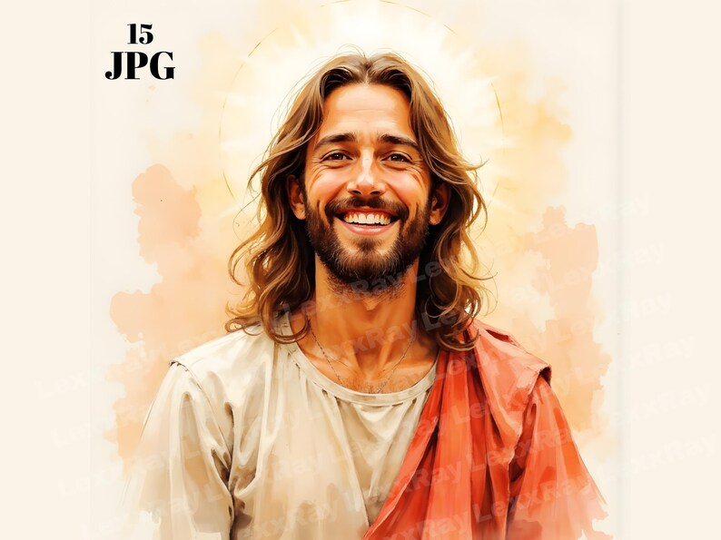 Watercolor Jesus Christ Clipart, Christian JPG Illustrations (digital ...