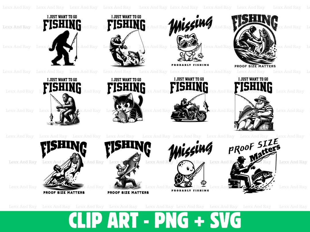 Fishing Bundle SVG, PNG, Funny Fishing Design Bundle - Etsy