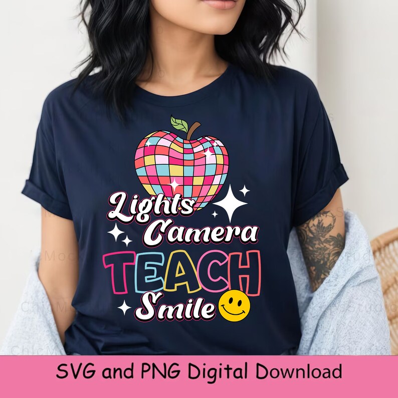 Lights Camera Teach Smile Svg, Back to School Png, Teacher Appreciation ...