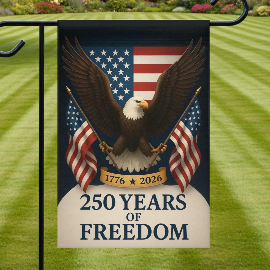 American Eagle 250 Years of Freedom Garden Flag, Patriotic Outdoor ...