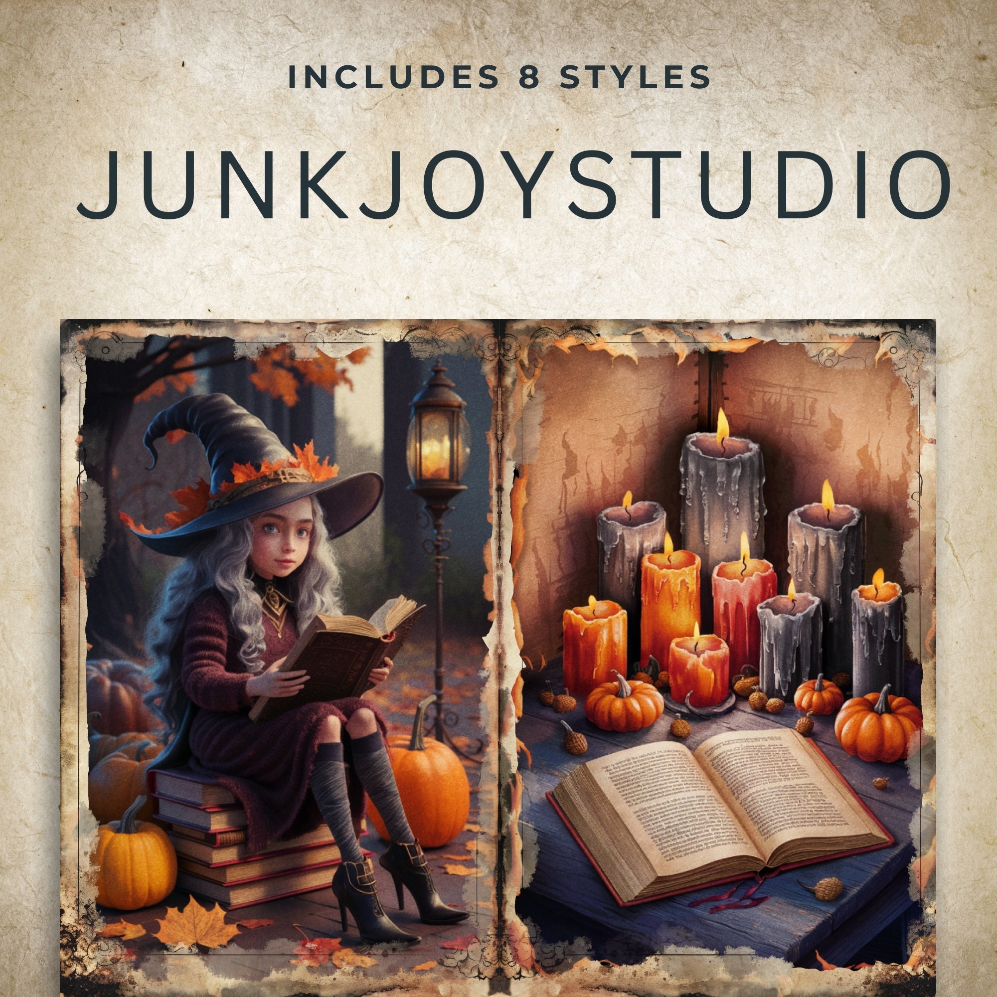 Halloween Printables for Junk Journals, Vintage Journal Paper Halloween ...