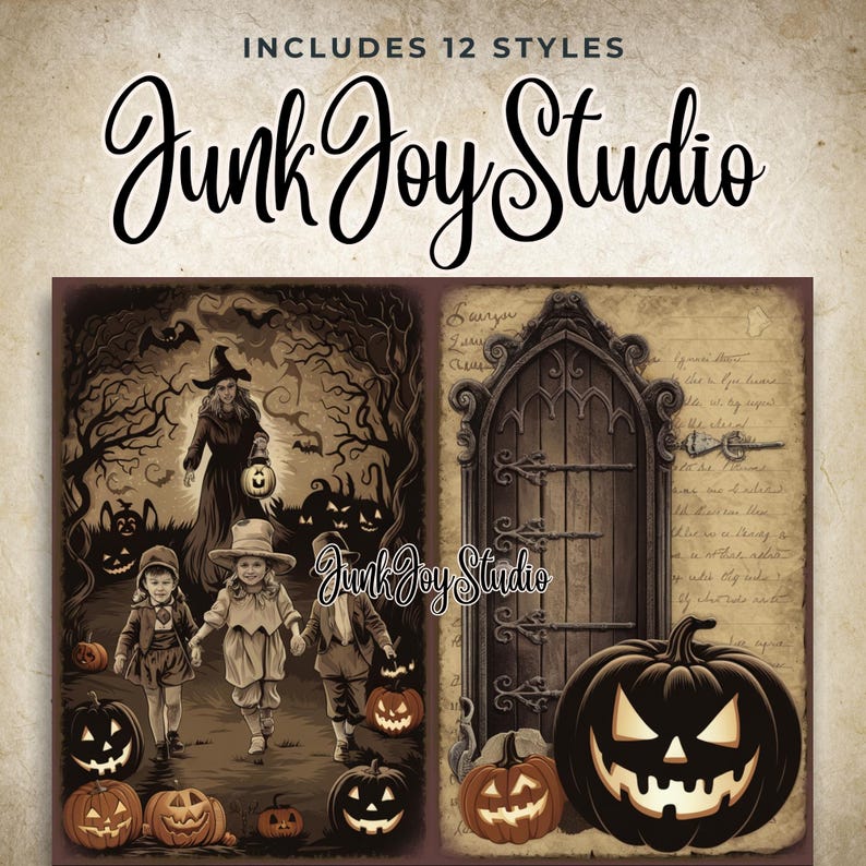Halloween Witch Junk Journal Pages Printable Vintage Spooky Ephemera ...