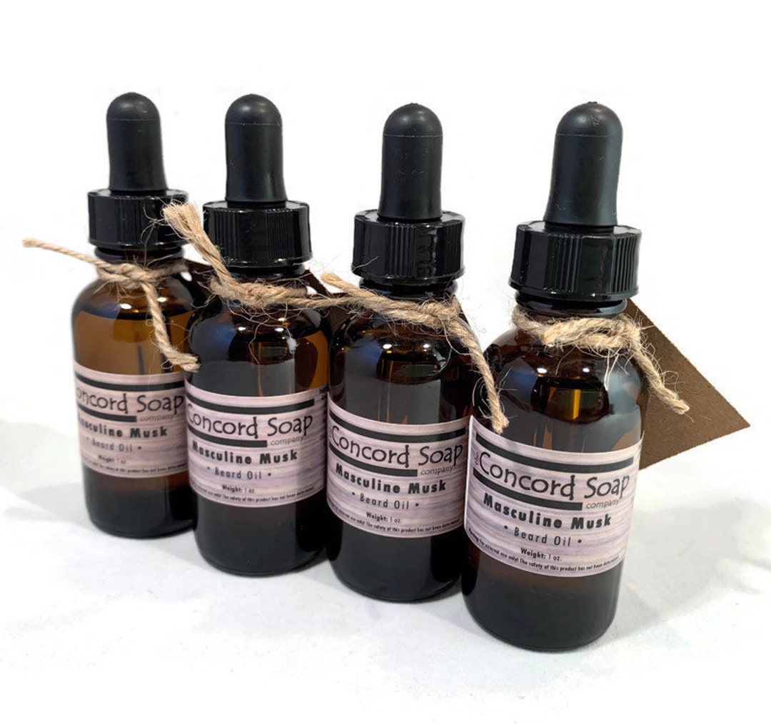 Masculine Musk Handmade Beard Oil - 1 Oz, Dropper, Amber Glass Bottle ...