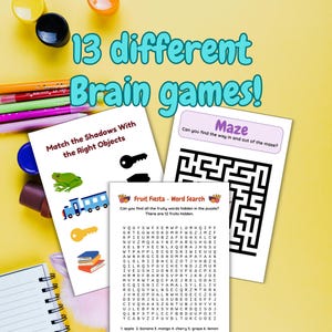 Kids Brain Games Printable Bundle: Mazes, Logic Puzzles, Word Searches ...