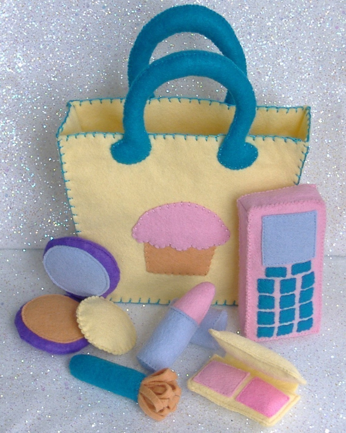 Cupcake Tote Bag Purse With Makeup Accessories Felt PDF Pattern ...