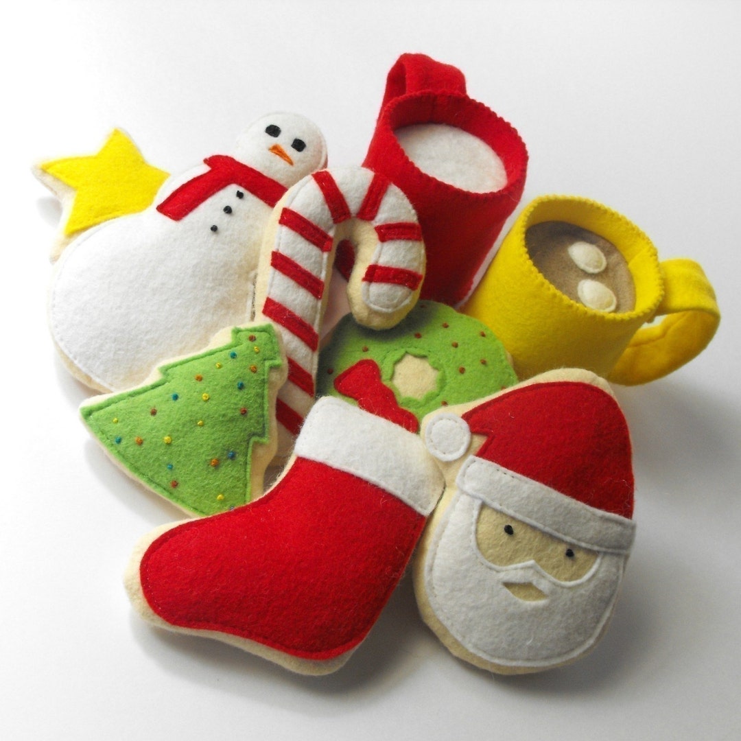 Felt Food Pattern- Christmas Cookies, Hot Cocoa and Milk (santa, Wreath ...