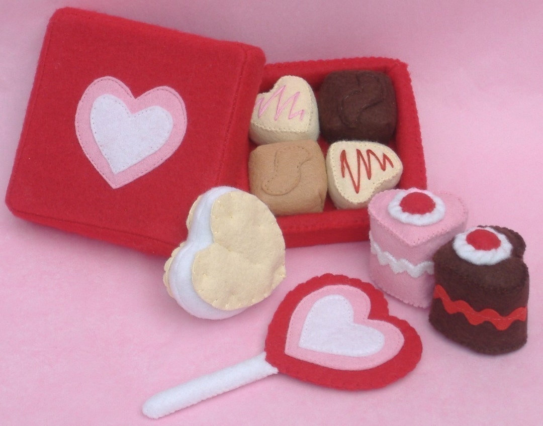 Valentine Sweets Felt Food PDF Pattern - Box Chocolates, Lollipop ...