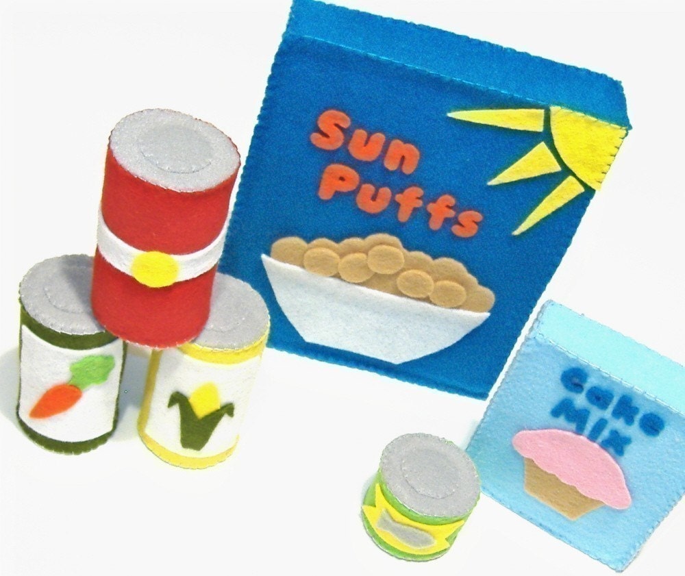 Felt Food Boxes and Canned Goods PDF Pattern Cereal Box Cake Mix - Etsy