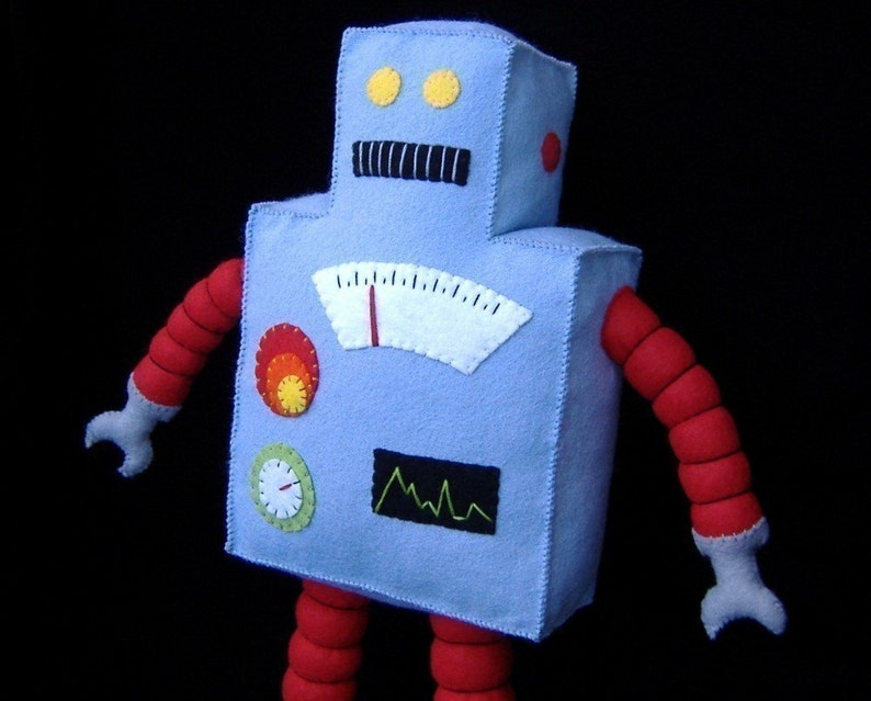 Retro Robot Plushie DIY Felt Doll PDF Pattern - Etsy