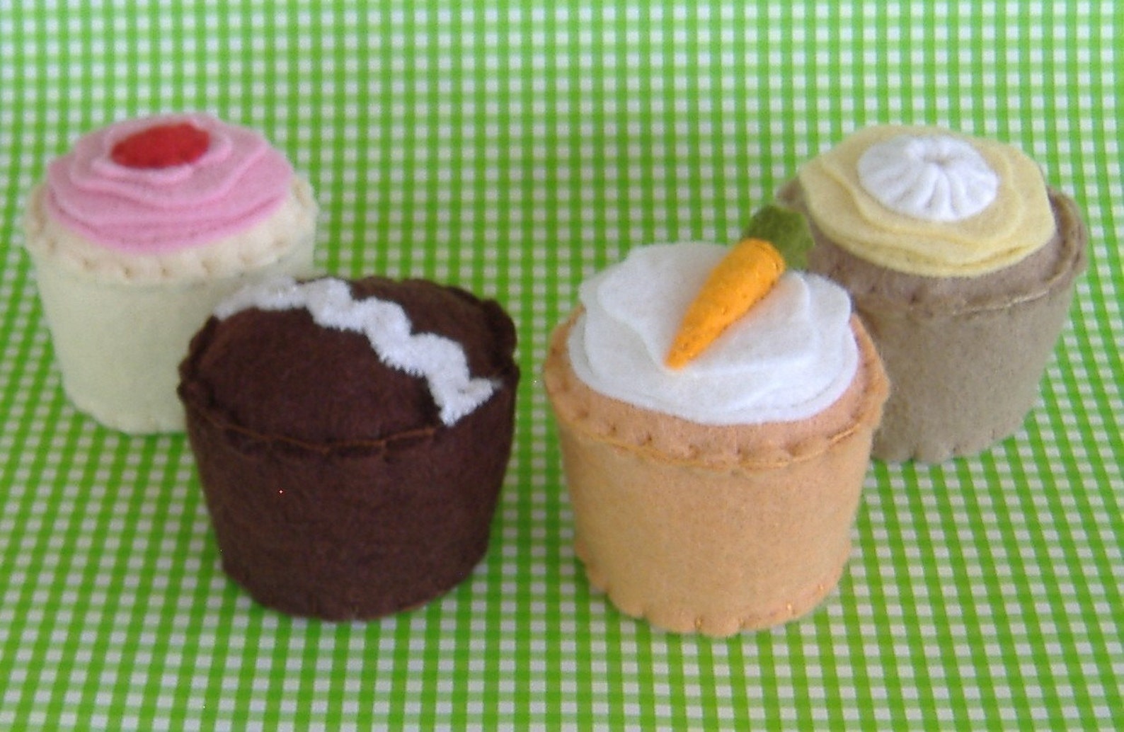 Felt Food Pattern - Four Fancy Mini Cupcakes PDF Pattern - Etsy