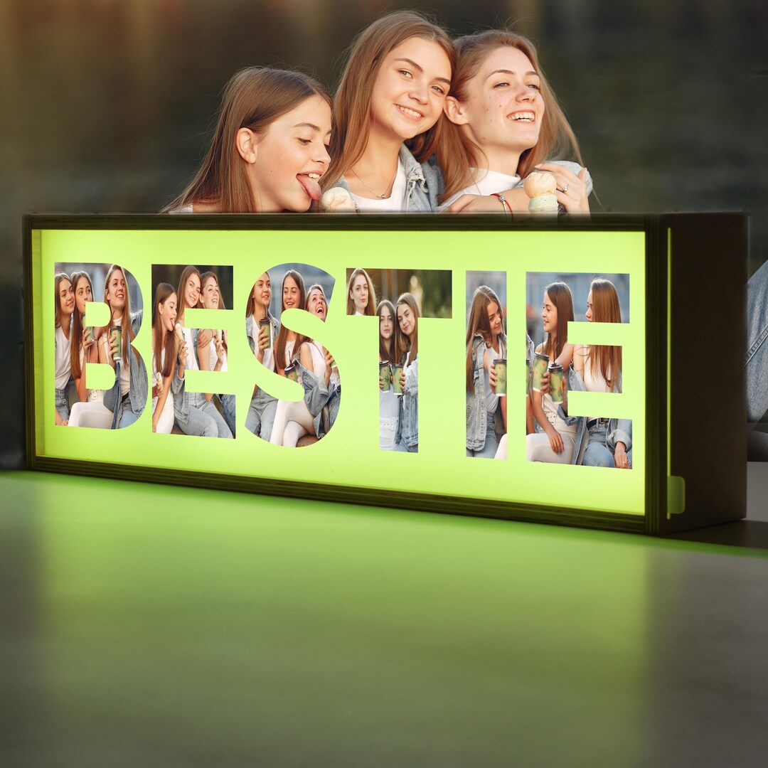 Personalized Bestie Photo Collage Lightbox, Custom Bestie Gifts With ...