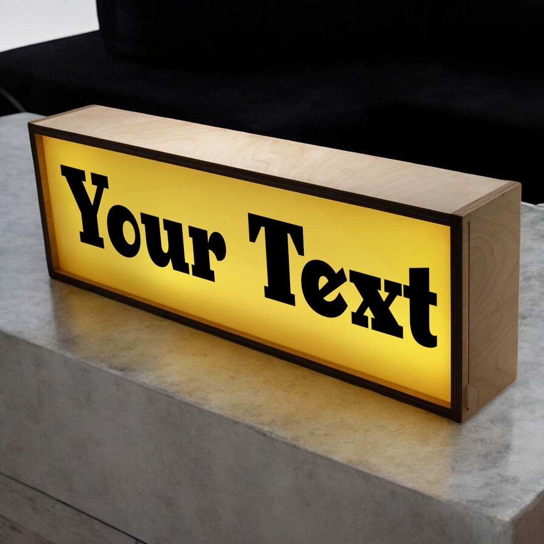 Personalized Wooden Lightbox Sign, Remote Control Custom Business Sign ...