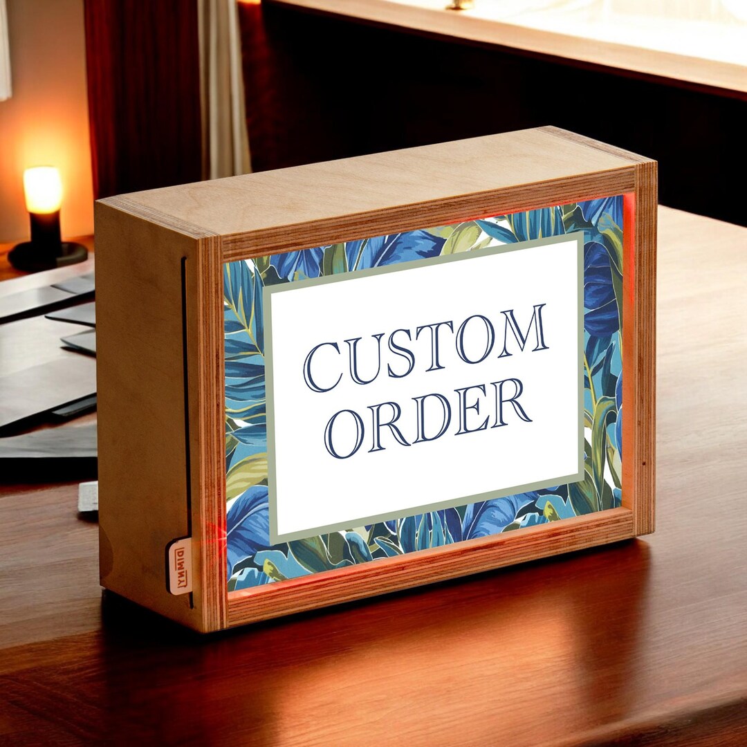 Custom Wooden LED Light Box, Personalized Photo, Text, Name, Logo Print ...