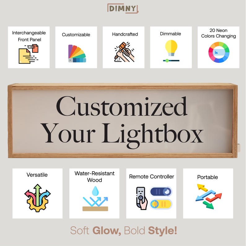Custom Business Logo Lightbox: Wooden, Cordless, Remote Sign - Etsy