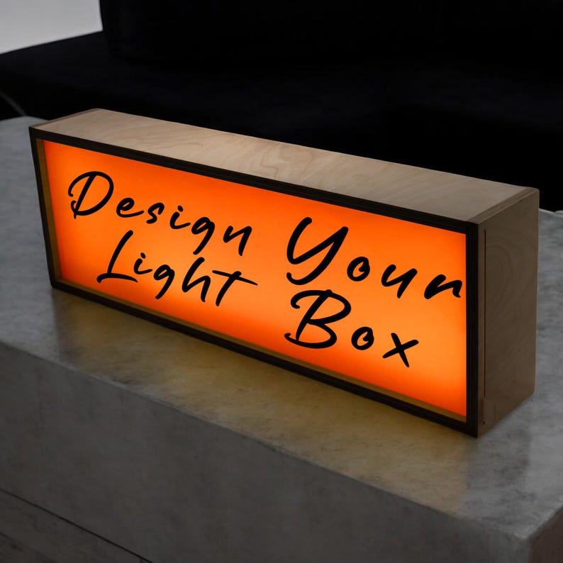 Custom Business Logo Lightbox: Wooden, Cordless, Remote Sign - Etsy