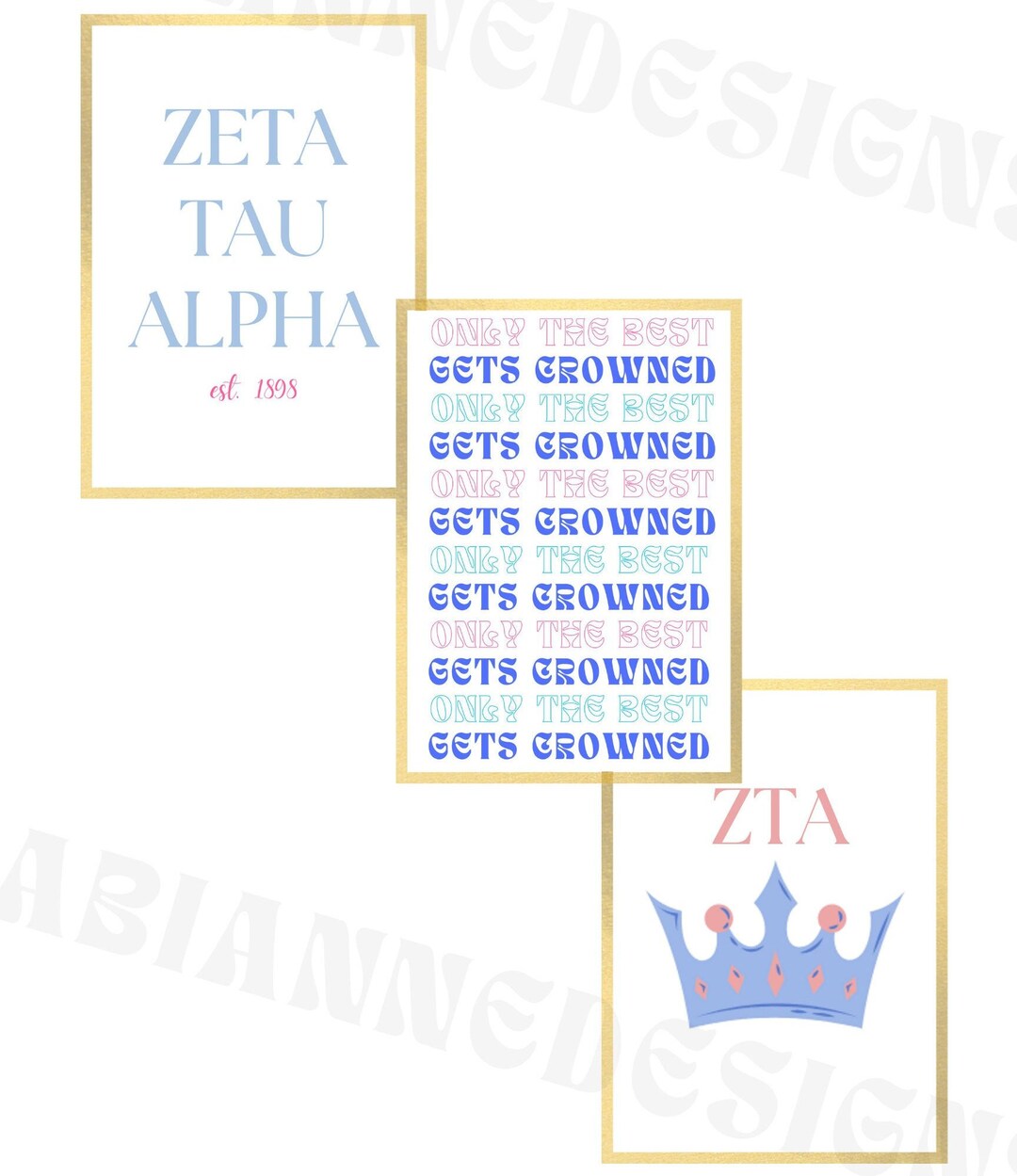 Zeta Tau Alpha Wall Collage | Blue and Pink | Wall Art Design ...