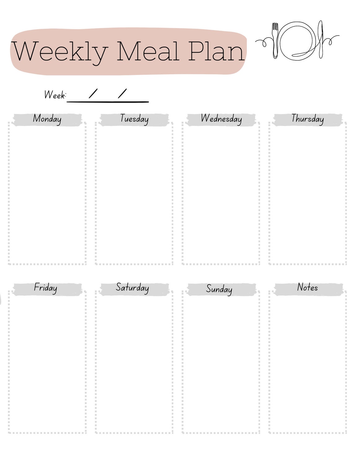 Weekly Meal Planner, Printable ADHD Planner - Etsy