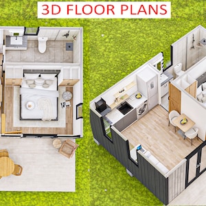 Tiny House Plans 14x20, Cabin DIY, Cottage House, Adu Floor Plan (PDF ...