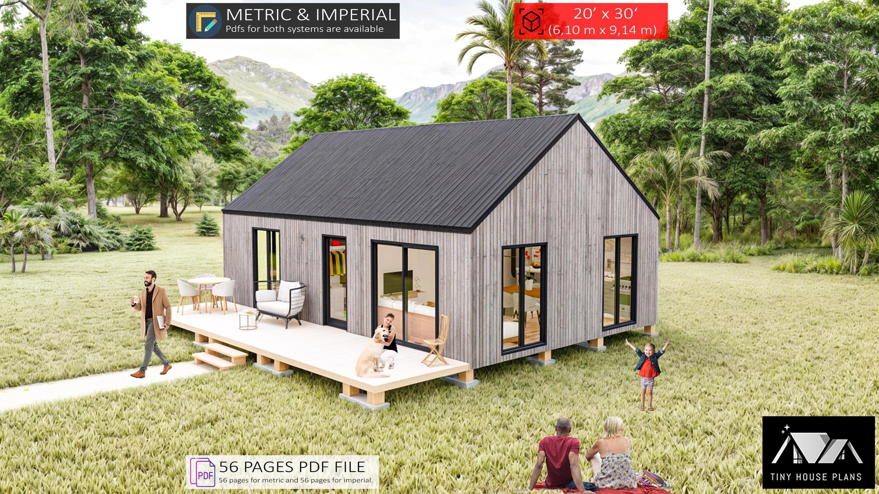 Barndominium Plans 2 Bedroom 20'x30', Cottage House Plan, 600 SQFT ...