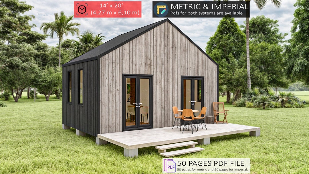 Tiny House Plans 14 X 20, Small House, Cabin House Plans, Tiny Home ...