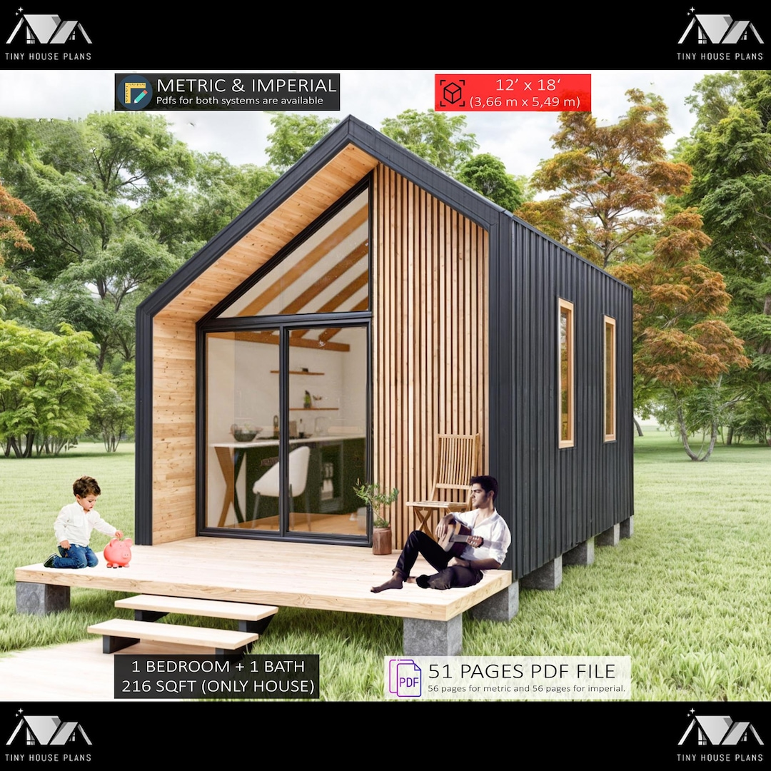 Cabin House Plans 12 X 18, Tiny Cabin Plans, Small House Plans, Tiny ...
