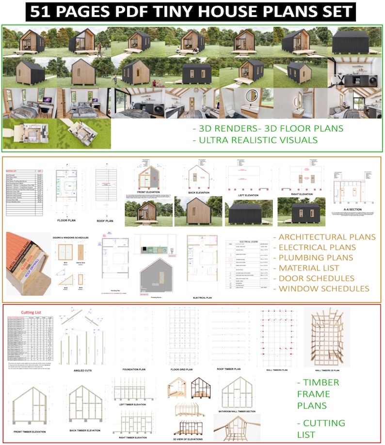 Cabin House Plans 12 X 18, Tiny Cabin Plans, Small House Plans, Tiny ...