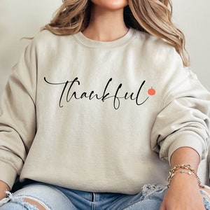 Thankful Sweatshirt Happy Thanksgiving Sweater Pumpkin Shirt Cute Fall ...