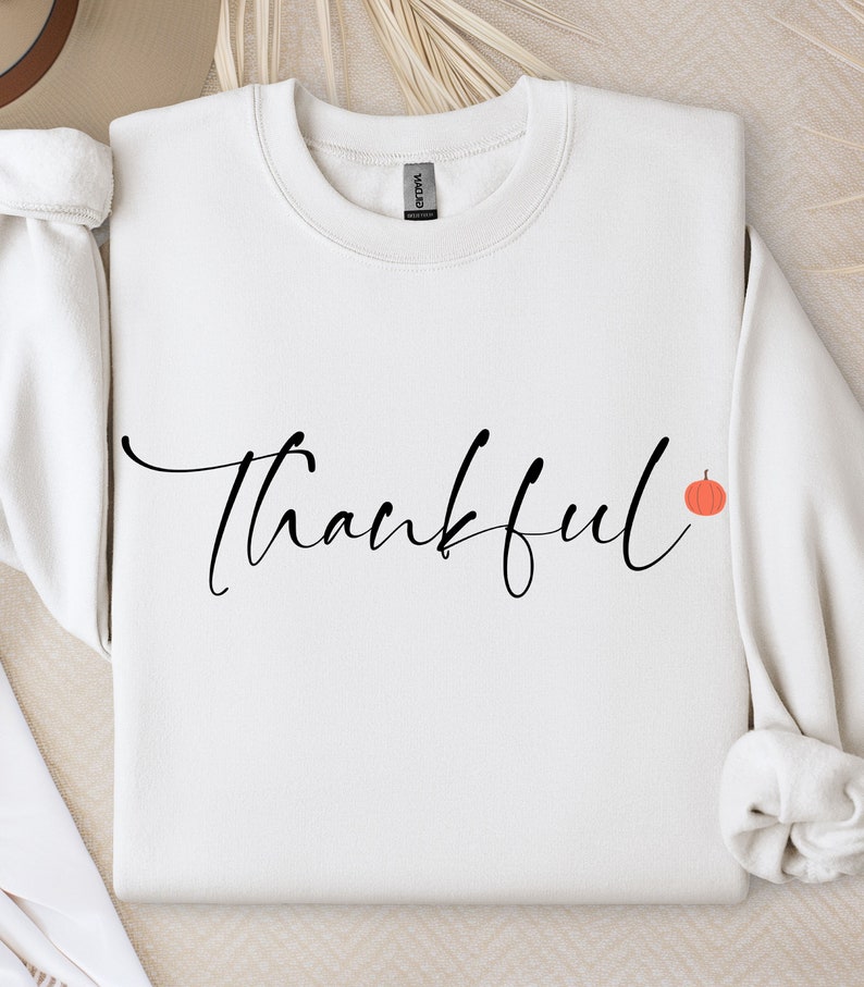 Thankful Sweatshirt Happy Thanksgiving Sweater Pumpkin Shirt Cute Fall ...