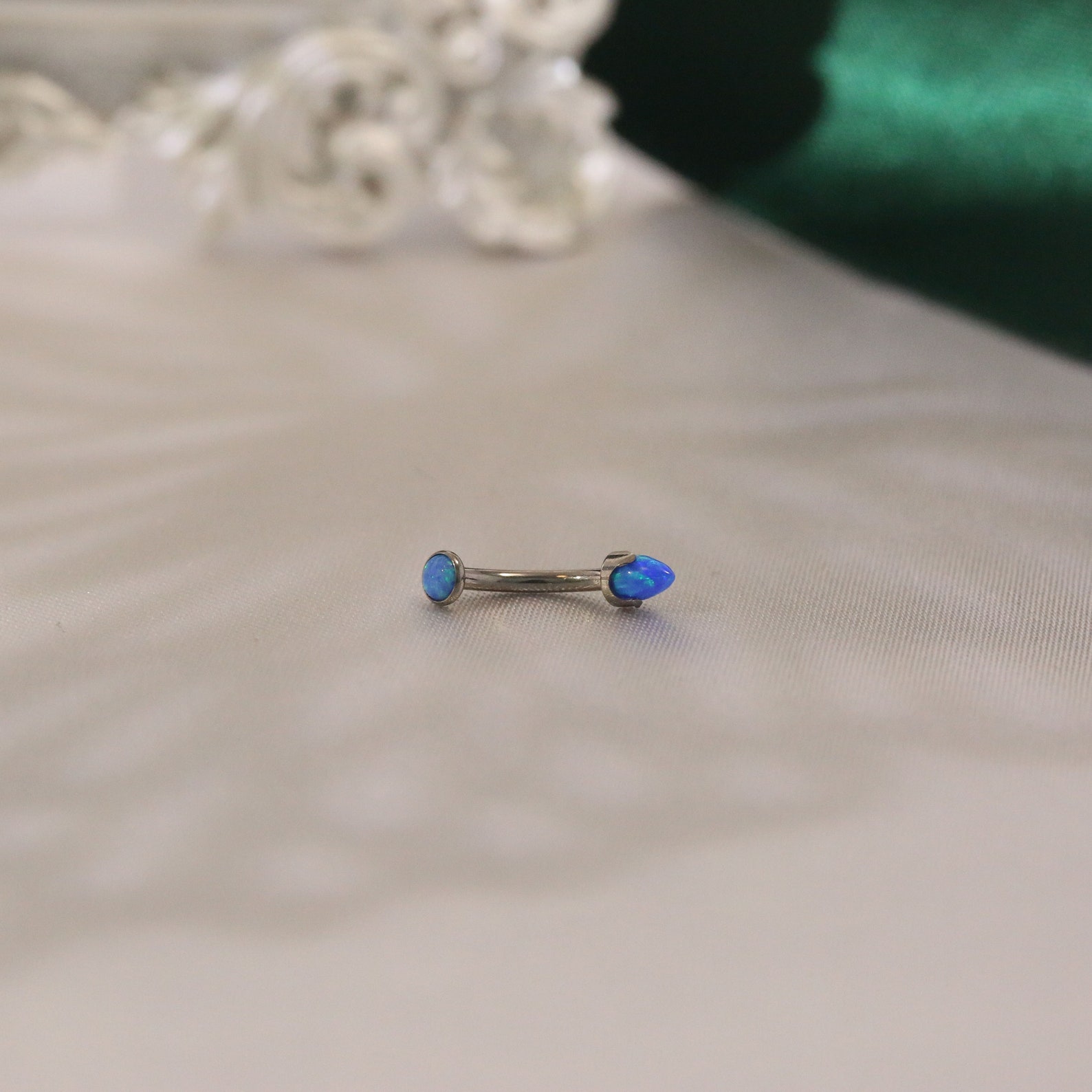 Beautiful Blue Opal Eyebrow Jewelry Titanium Eyebrow Piercing Jewelry ...