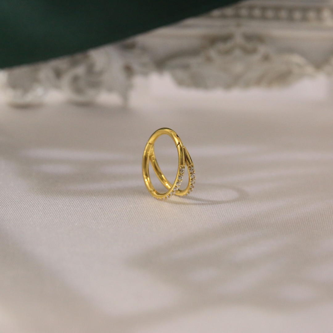 316L Shiny Zirconia Double Open Nose Ring Nose Septum Ring Nose Ring ...