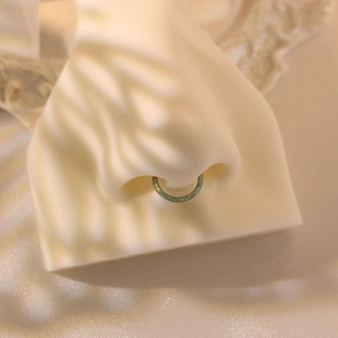 White Opal Septum Ring Nose Ring Septum Jewelry Opal Piercing Jewelry ...