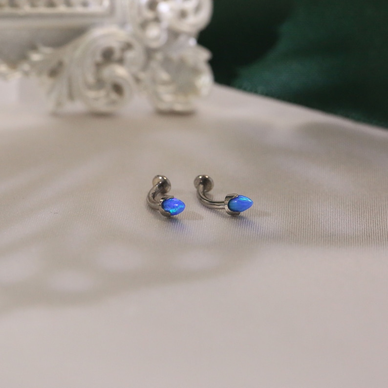Beautiful Blue Opal Eyebrow Jewelry Titanium Eyebrow Piercing Jewelry ...
