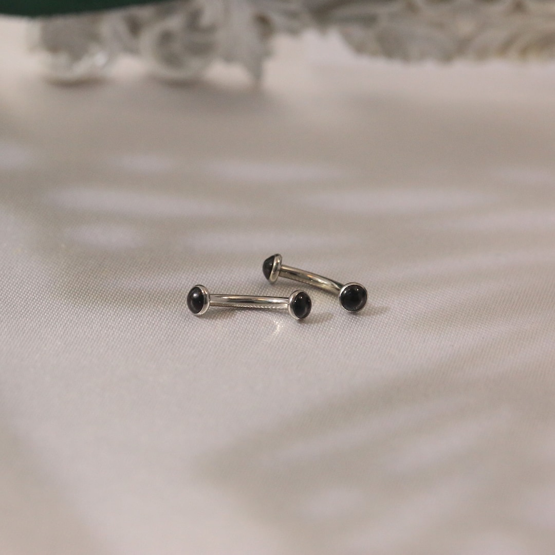 Black Onyx Eyebrow Jewelry G23 Piercing Jewelry Curved Barbell 16G 18G ...