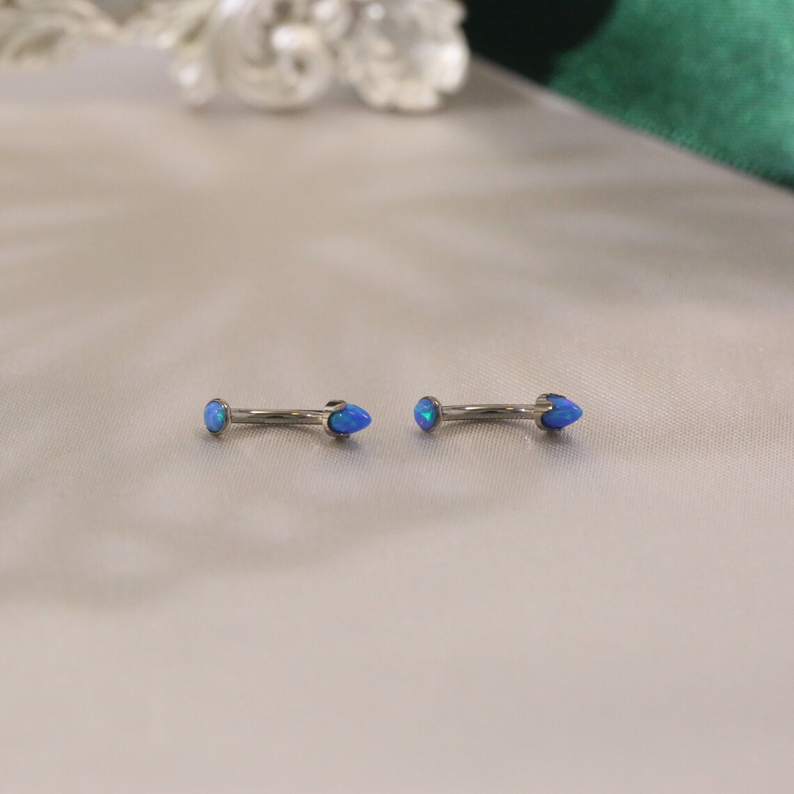 Beautiful Blue Opal Eyebrow Jewelry Titanium Eyebrow Piercing Jewelry ...