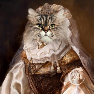Custom Regal Cat Portrait, Royal Dog Painting, Historical Pet Portrait ...