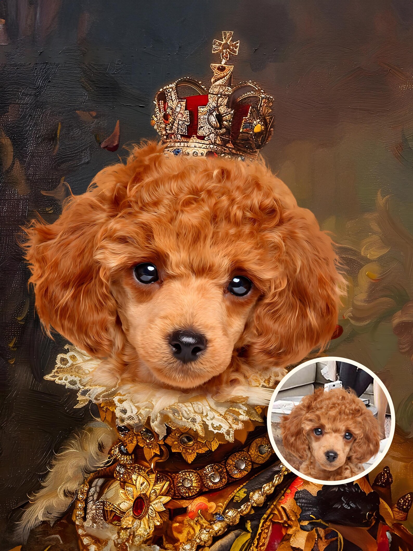 Custom King Queen Pet Portrait, Royal Pet Painting, Renaissance Pet ...