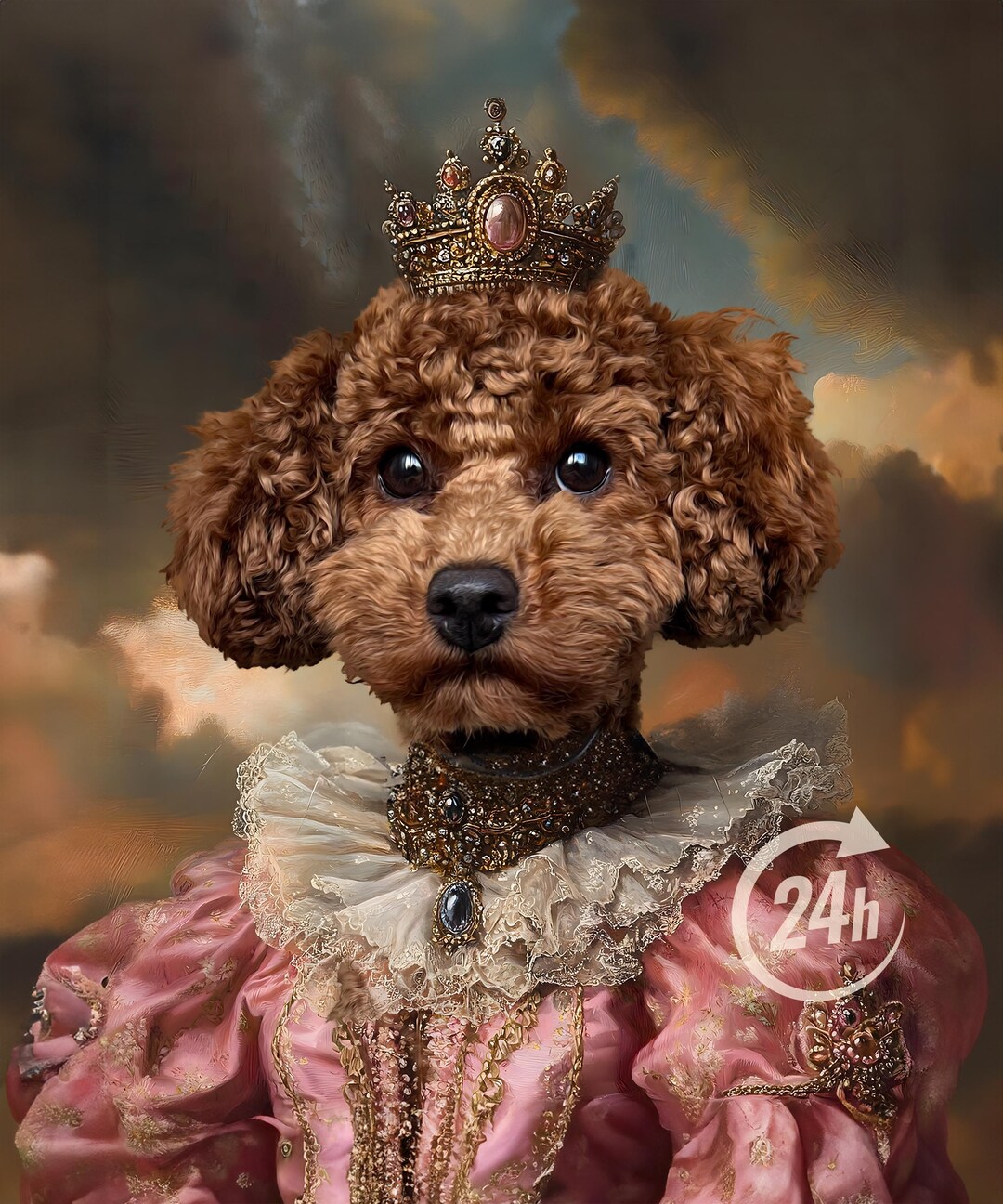 Custom Renaissance Dog Portrait, Regal Pet Painting, Lady Pet Portrait, Portrait From Photo, Pet ...