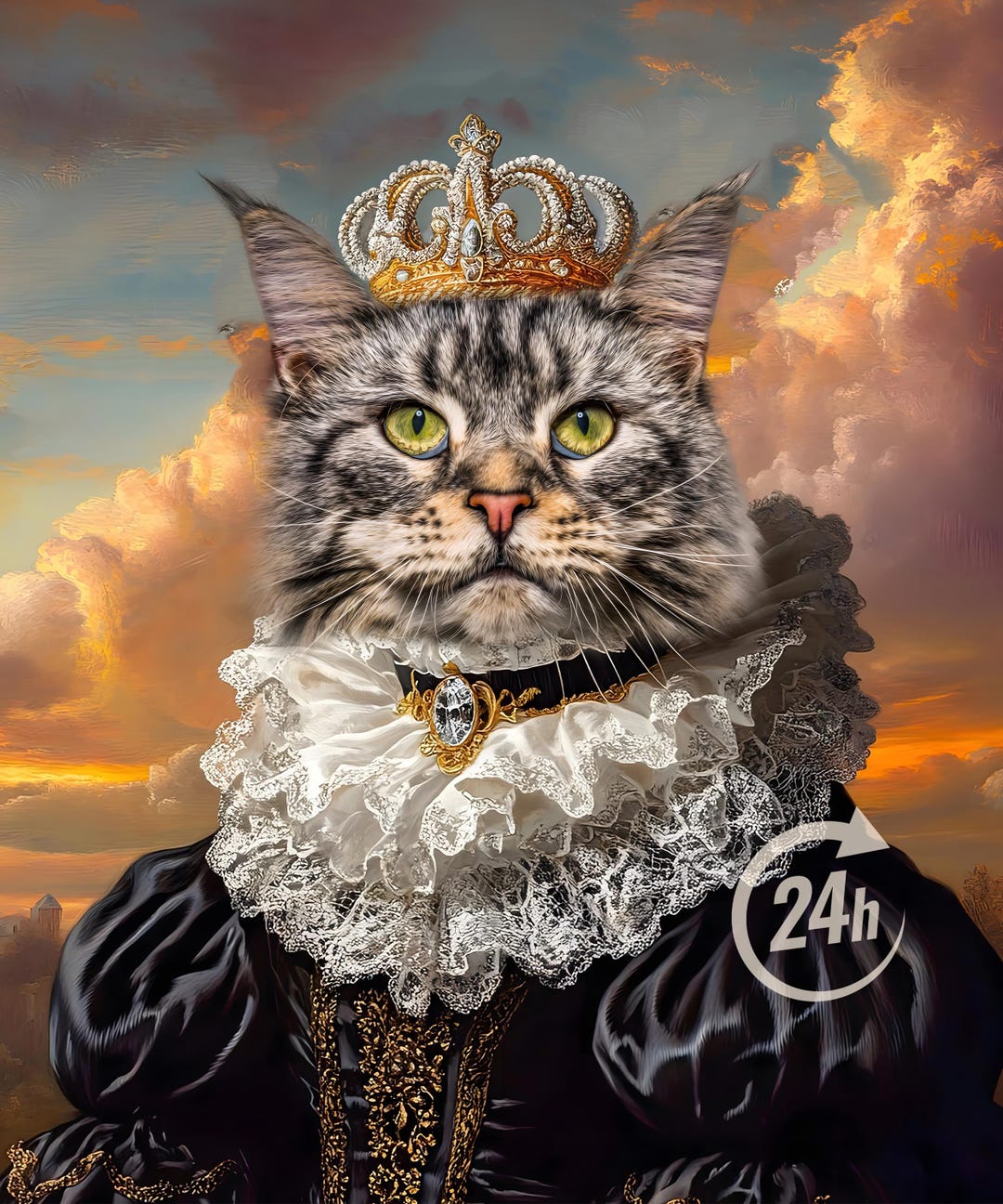 Custom King Queen Pet Portrait, Royal Pet Painting, Renaissance Pet ...